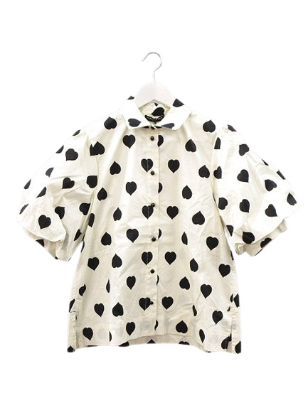 【中古】タラジャーモン  TARA JARMON ハート プリント ポプリン ブラウス アイボリー パフスリーブ トップス 2024SS