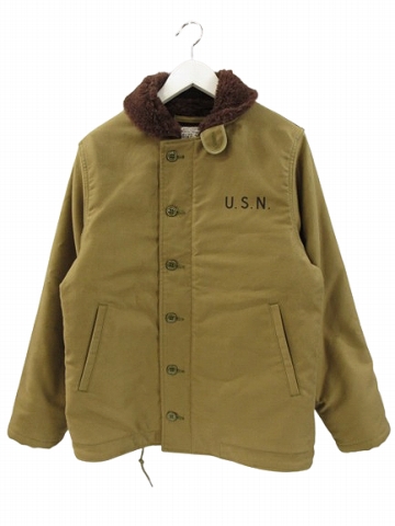 【中古】ヒューストン HOUSTON N-1 デッキジャケット 51131 ALPACA N-1 DECK JACKET U.S.N ステンシル オリーブ 38 メンズ
