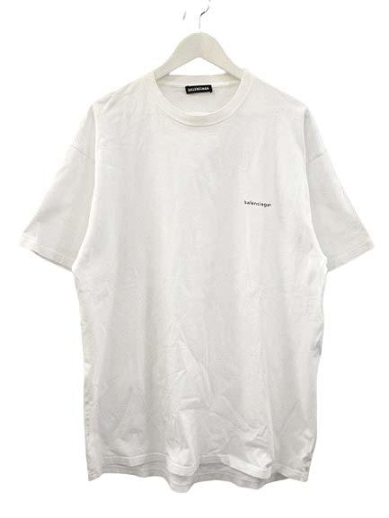 【中古】バレンシアガ BALENCIAGA ロゴプリント 半袖 Tシャツ S ホワイト オーバーサイズ カットソー トップス