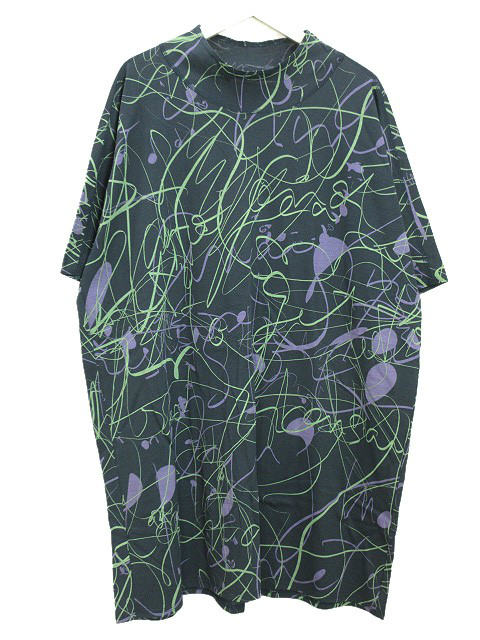 【中古】未使用品 ヨーガンレール JURGEN LEHL フラー チュニック 紺 ネイビー 2024SS カットソー プリント コットン