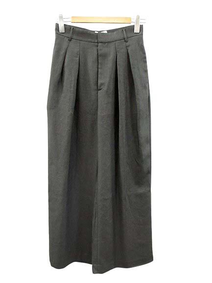 【中古】HER. ハー 25SS リネンライクパンツ 7052803 チャコールグレー SIZE 2 ワイド タック スラックス ボトムス