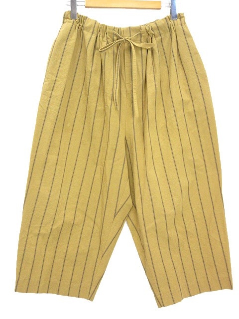 【中古】フランクリーダー FRANK LEDER STRIPE COTTON TROUSERS ストライプコットン パンツ XS イエロー ボトムス