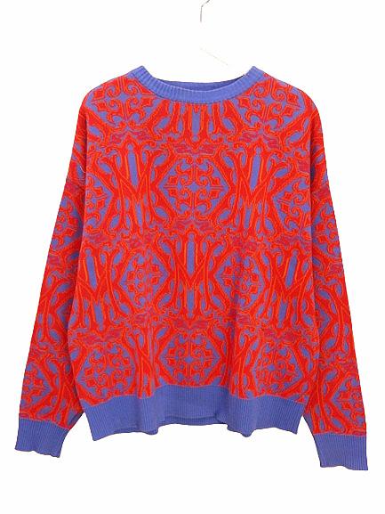 【中古】MYne マイン ミハラヤスヒロ 23SS Pullover Monogram Sweater モノグラム ニットセーター M レッド系