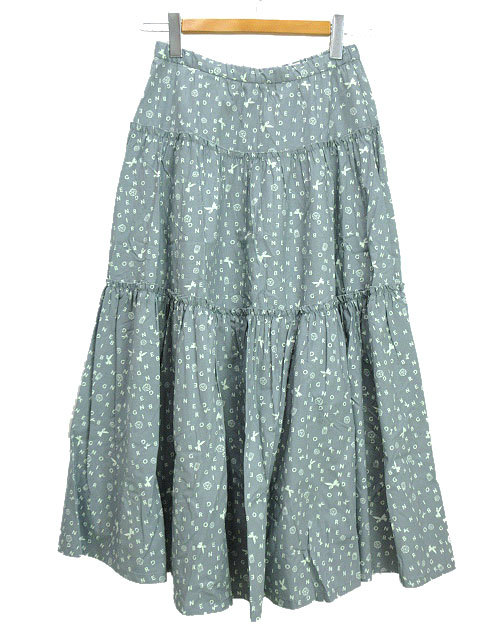 【中古】インゲボルグ INGEBORG ランダムロゴpt. ティアードスカート 2025SS ミントグレー 9号 3 ボトムス