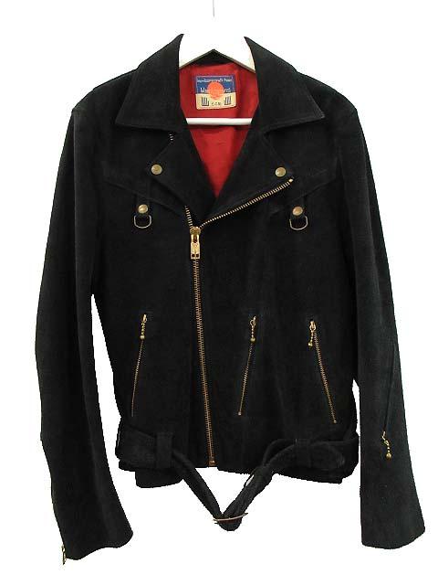 【中古】ブラックミーンズ blackmeans スエードレザー ダブルライダース ジャケット ブラック 黒 size4 革ジャン