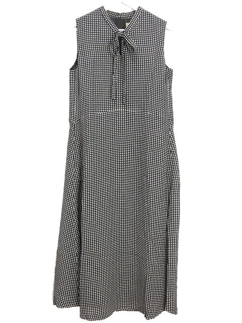 【中古】シビラ SYBILLA ドットジャカードボウタイワンピース M ブラック 黒 ノースリーブ 2022SS レディース