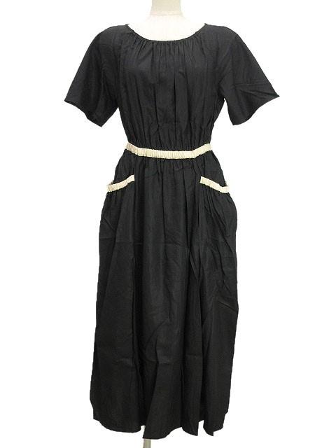 【中古】シビラ SYBILLA バイカラーディテールギャザードレス ワンピース M ブラック 黒 2024SS レディース