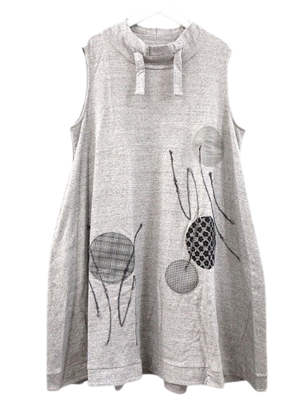【中古】慈雨 センソユニコ チュニック ロングベスト ワンピース スウェット グレー 42 アップリケ 2023年製