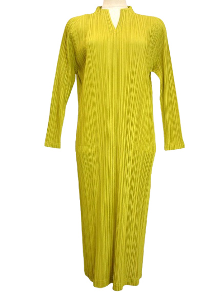 【中古】プリーツプリーズ PLEATS PLEASE ワンピース チュニック 2 イエロー系 イッセイミヤケ ISSEY MIYAKE