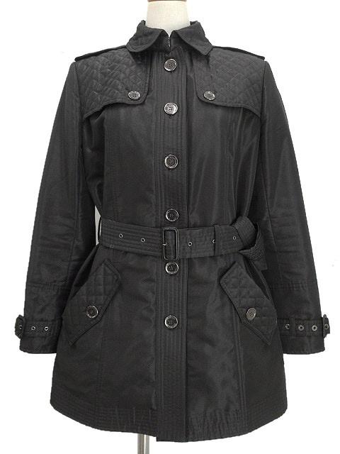 【中古】バーバリー ロンドン BURBERRY LONDON キルティング トレンチ コート 40 ブラック 黒 アウター 上着
