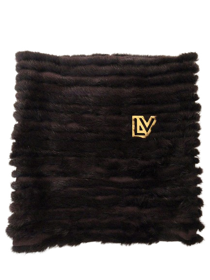 【中古】ルイヴィトン LOUIS VUITTON スヌード ディーバ マフラー ミンクファー メリノウール ダークブラウン 茶