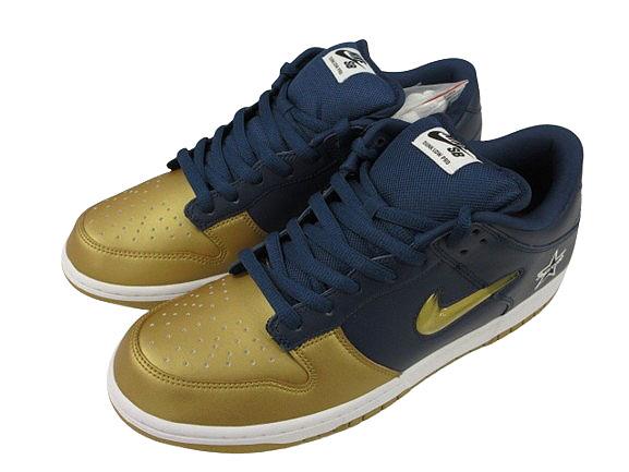 【中古】未使用品 ナイキ × SUPREME SB DUNK LOW OG QS llic Gold/Navy CK3480 700 ダンク ロー 29.5cm ゴールド