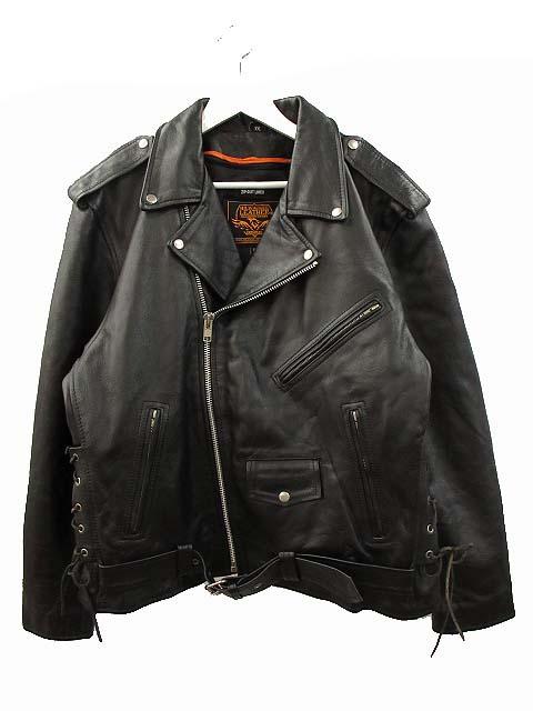 【中古】ミルウォーキーレザー Milwaukee Leather ダブル ライダースジャケット 2XL ビッグサイズ ライナー付き 黒