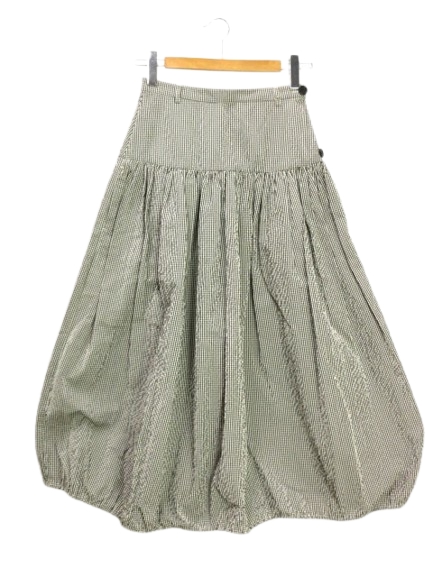 【中古】スポーツマックス マックスマーラ SPORT MAX ギンガムチェック バルーンスカート 38 グレー系 サッカー生地