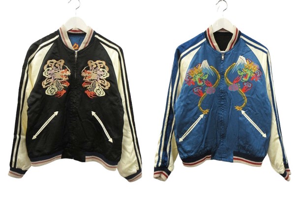 【中古】テーラートーヨー 東洋 港商 スペシャルエディション リバーシブル アセテート サテン スカジャン 中 黒