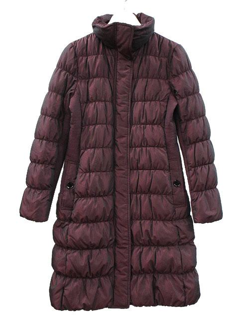 【中古】バーバリー ロンドン BURBERRY LONDON ダウンコート 38 ワインレッド 赤系 アウター 上着 スタンドカラー