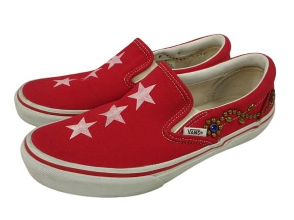 【中古】バンズ VANS × MARBLES マーブルズ スリッポン スタッズ 26cm 赤 レッド コラボ スニーカー シューズ