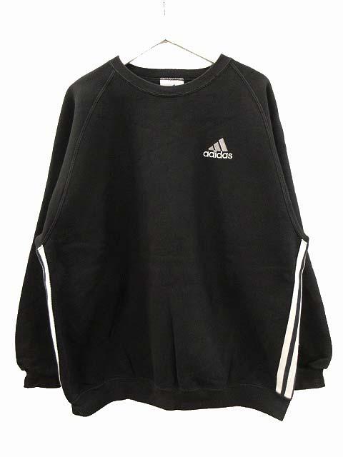 【中古】アディダス adidas 90s USA製 スウェット トレーナー 万国旗 ブラック XL OLD メンズ