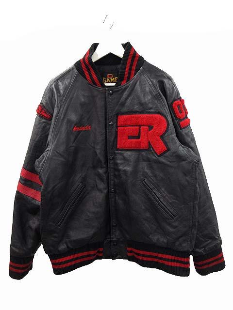 【中古】ゲーム スポーツウェア GAME SPORTSWEAR レザー スタジャン USA製 L ワッペン 刺繍 ブラック