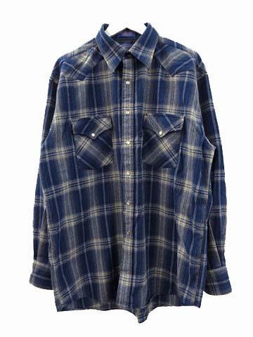 【中古】ペンドルトン PENDLETON チェック ウエスタンシャツ メキシコ製 ウール ネイビー系 L メンズ