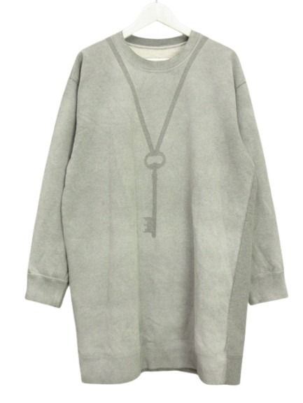 【中古】メゾンマルジェラ MM6 Maison Margiela スウェット チュニック S グレー プリント ワンピース 長袖