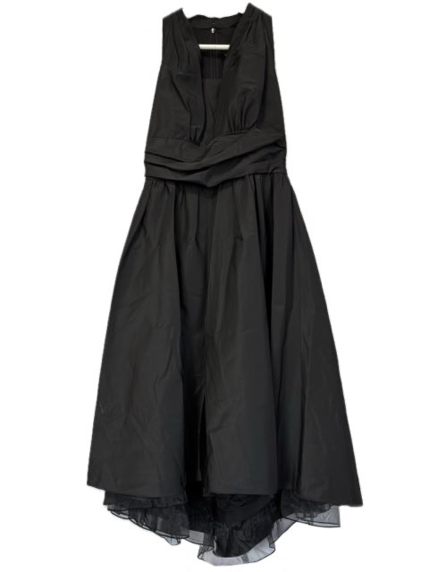 【中古】マリココウガ MARIKO KOHGA Fil Dore ホルターネック フレア ワンピース ドレス 38 オーガンジー ブラック 黒