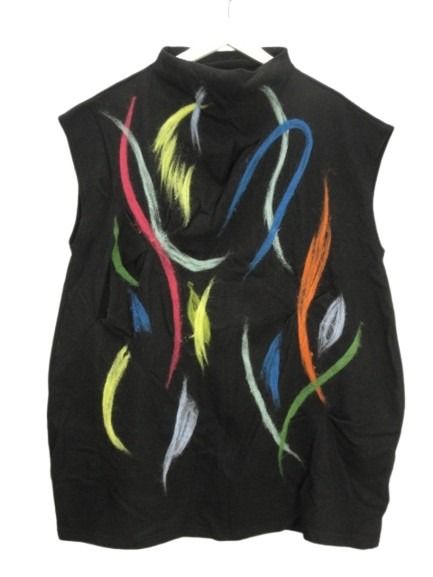 【中古】ジウ 慈雨 センソユニコ ニードル刺繍 ニット ベスト ウール 40 ブラック 黒 ノースリーブ トップス