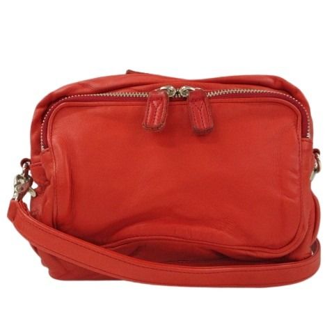 【中古】ワイズ Y's レザー ショルダーバッグ 牛革 レッド 赤 ミニ 肩掛け鞄 ヨウジヤマモト メンズ レディース