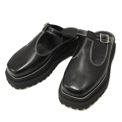 【中古】ワイズ Y's COW LEATHER MARY JANE SANDALS レザー メリージェーン サンダル 3 (25.0) 黒 牛革 2025AW 靴