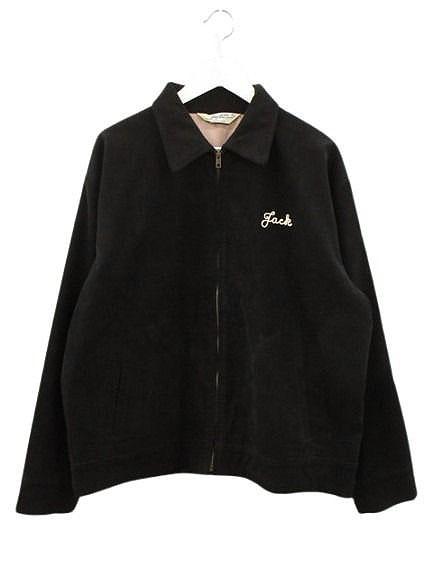 【中古】Backers バッカーズ 刺繍入り コーデュロイジャケット ROLLER DERBY L 黒 ブラック ジップアップ アウター