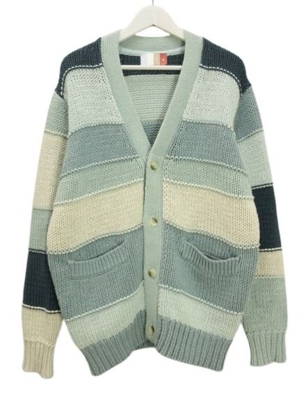 【中古】キス KITH ニット カーディガン WEIRFIELD CARDIGAN M ブルーグリーン系 2022SS トップス コットン 綿