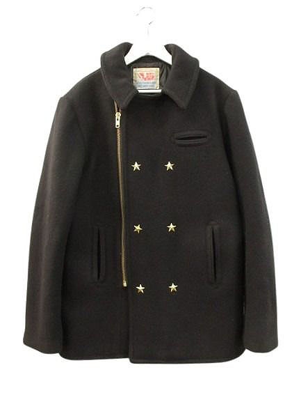 【中古】テンダーロイン TENDERLOIN スタッズピーコート Pコート スター メルトン ブラック XL メンズ