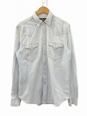 【中古】ダブルアールエル RRL デニムウエスタンシャツ 長袖 ライトブルー M メンズ