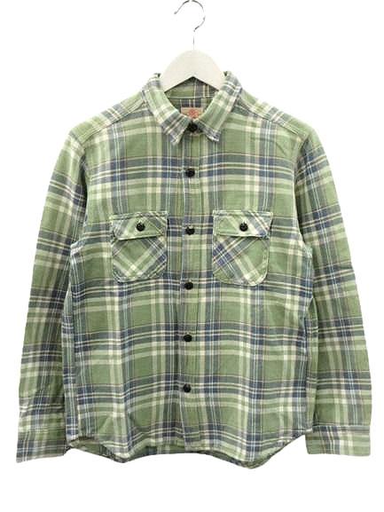 【中古】ファイブブラザー HEAVY FLANNEL WORK SHIRTS 151489  USA製 復刻 ヘビーフランネル ワークシャツ L グリーン