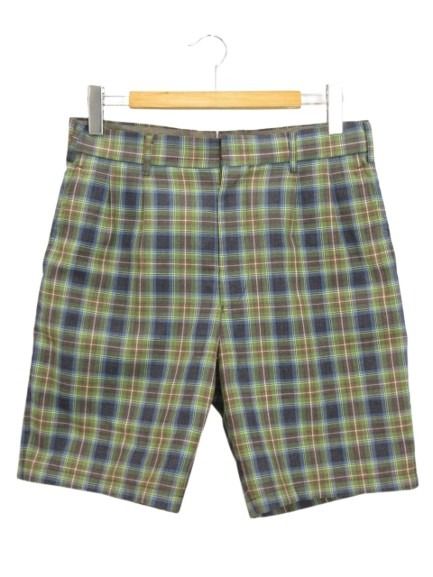 【中古】ジュンヤワタナベマン コムデギャルソン チェック ショートパンツ S グリーン系 ハーフ ショーツ ボトムス