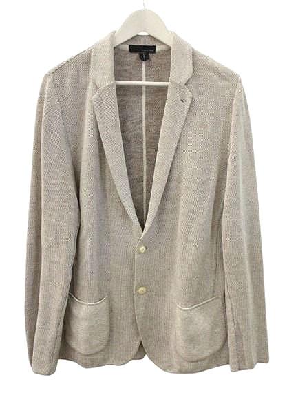 【中古】ラルディーニ LARDINI コットンリネン ハニカム2Bニット ジャケット JMLJM19 サイズM ホワイト テーラード