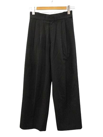 【中古】ハイク HYKE ウール タックパンツ 202-13188 黒 ブラック 1 ワイド ストレート ボトムス レディース