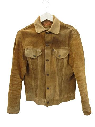 【中古】リーバイス Levi's 60s 70s スエードレザー トラッカージャケット ビッグE 3rd ヴィンテージ キャメル