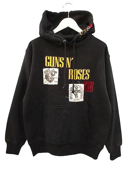 【中古】未使用品 グラム glamb 25AW GUNS N’ ROSES Patchwork Hoodie パッチワークフーディ GB0325/CS03 S 黒
