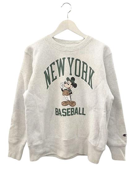 【中古】チャンピオン CHAMPION 24FW リバースウィーブ スウェット ミッキー プリント C3-A031 グレー S 長袖