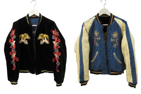 【中古】テーラートーヨー 東洋 リバーシブル 別珍 スカジャン 虎顔刺繍 × 城 スーベニアジャケット M TT11593