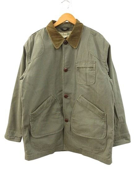 【中古】エルエルビーン L.L.BEAN ハンティングジャケット カバーオール ライナー付き プリマロフト グリーン M