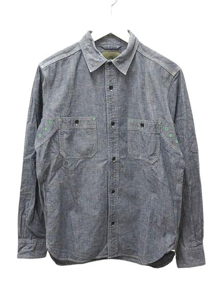 【中古】ナイジェルケーボン NIGEL CABOURN NEW MEDICAL SHIRT ニューメディカルシャツ 48 ブルー 長袖 ボタンシャツ