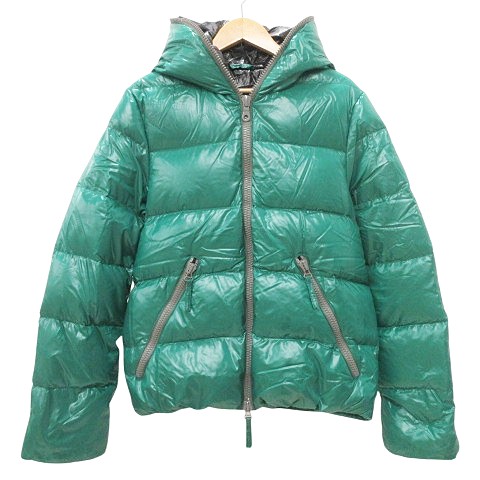 【中古】デュベティカ DUVETICA ダウンジャケット ショート フルジップ ナイロン コート 48 緑 グリーン メンズ