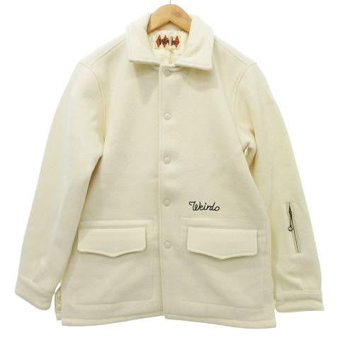 【中古】ウィアード WEIRDO BANDITS JACKET ウール.ジャケット ロゴ刺繍 ブルゾン S アイボリー メンズ