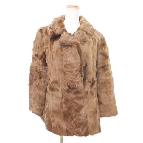 【中古】美品 rotiny ロティニー フォックスファー コート アウター 9号 Mサイズ 茶 ブラウン レディース