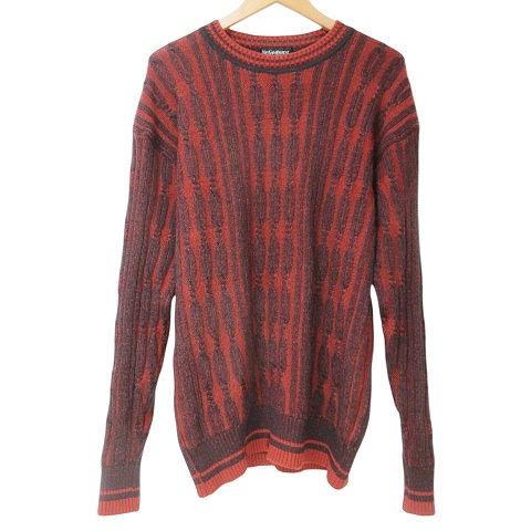 【中古】イヴサンローラン 美品 ヴィンテージ セーター 3Dニット カシミヤ混 長袖 ウール 約L 朱色 ■GY09 メンズ