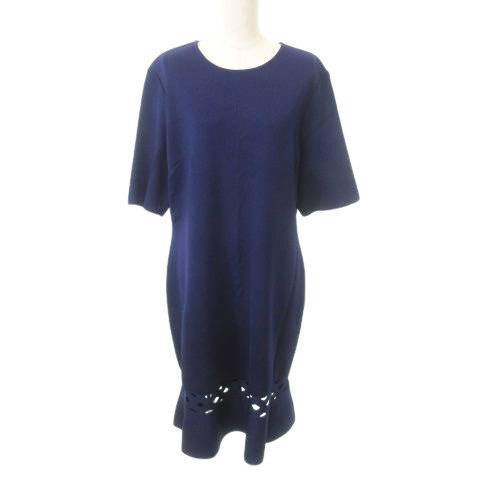 【中古】未使用品 セントジョン タグ付き ワンピース ロング 無地 半袖 USA製 厚手 16 約XLサイズ 紫 レディース