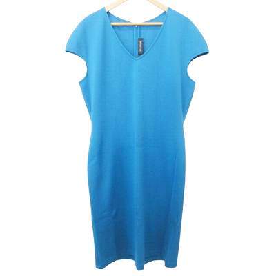 【中古】未使用品 セントジョン ST.JOHN ノースリーブ ワンピース 膝丈 ストレッチ 14 水色 ブルー ☆AA★ レディース