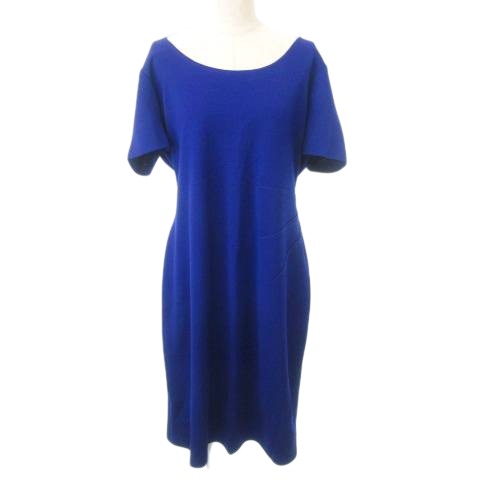 【中古】未使用品 セントジョン タグ付き ワンピース ひざ丈 ウール混 半袖 薄手 USA製 16 約XLサイズ 青 レディース